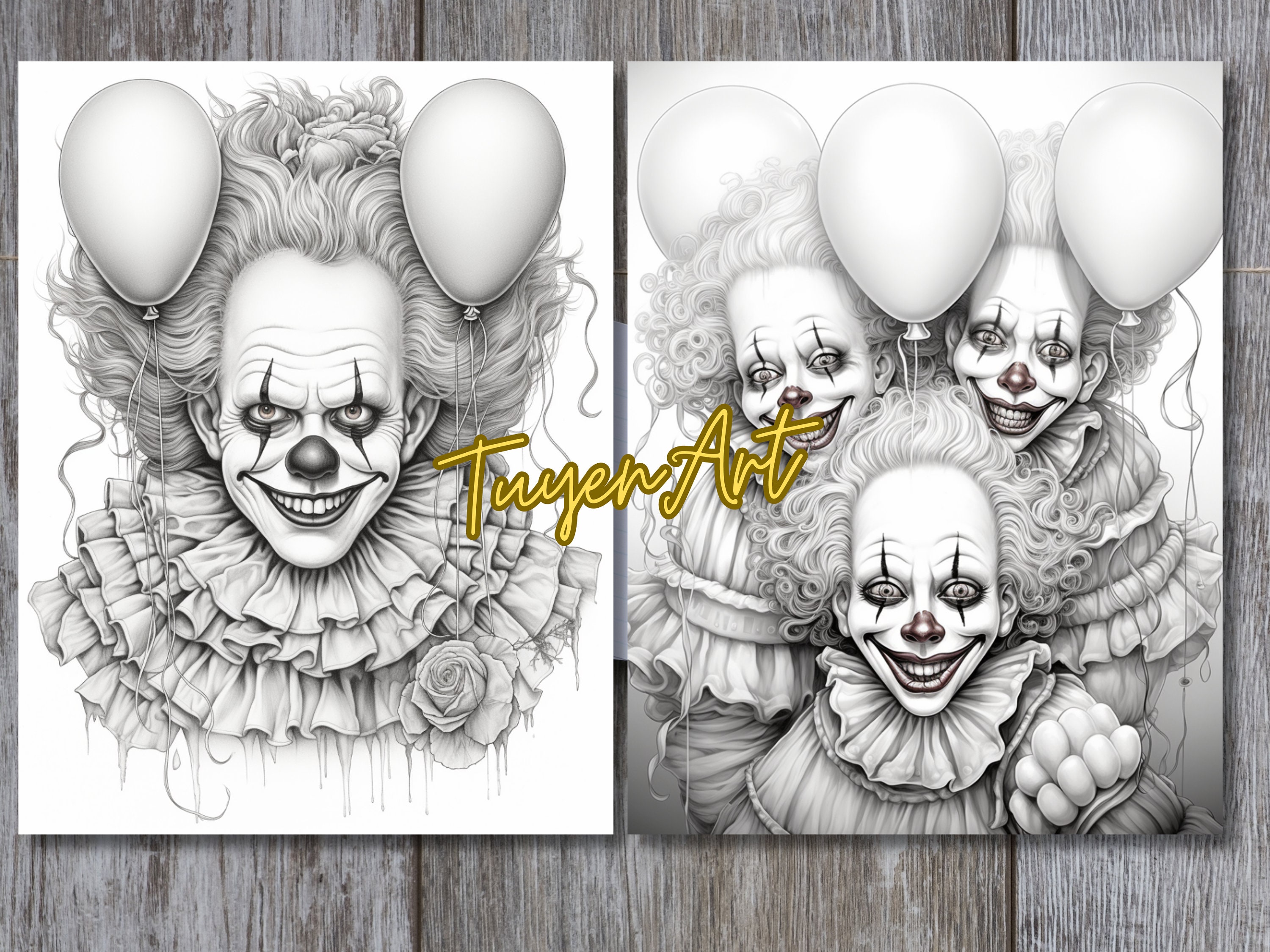 Evil Clowns Coloring Book for Adults & Teens Evil Clowns, Skulls ...
