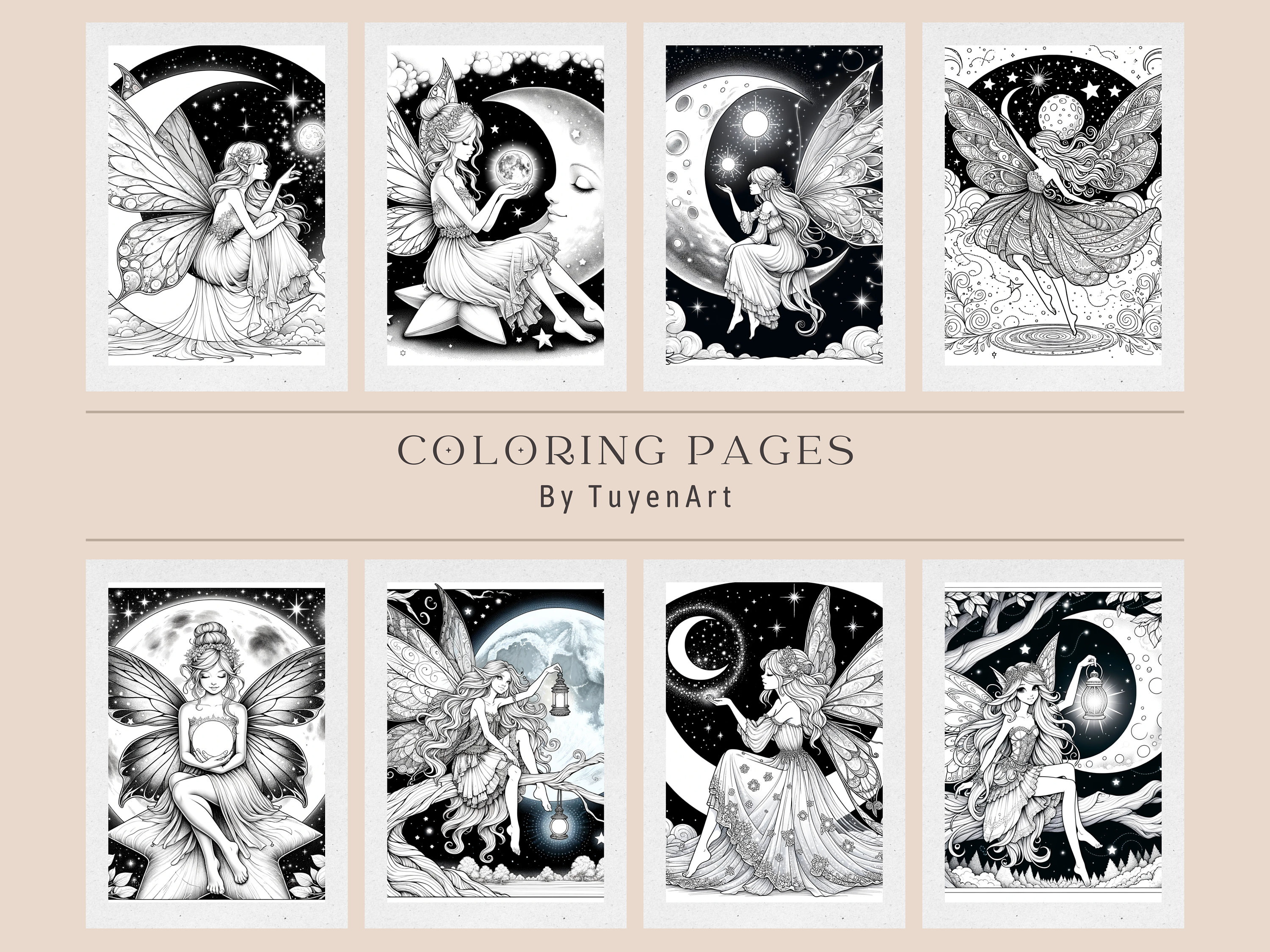 Moon Fairies Coloring Book, Fairy Girl Coloring Pages, Fantasy Coloring ...