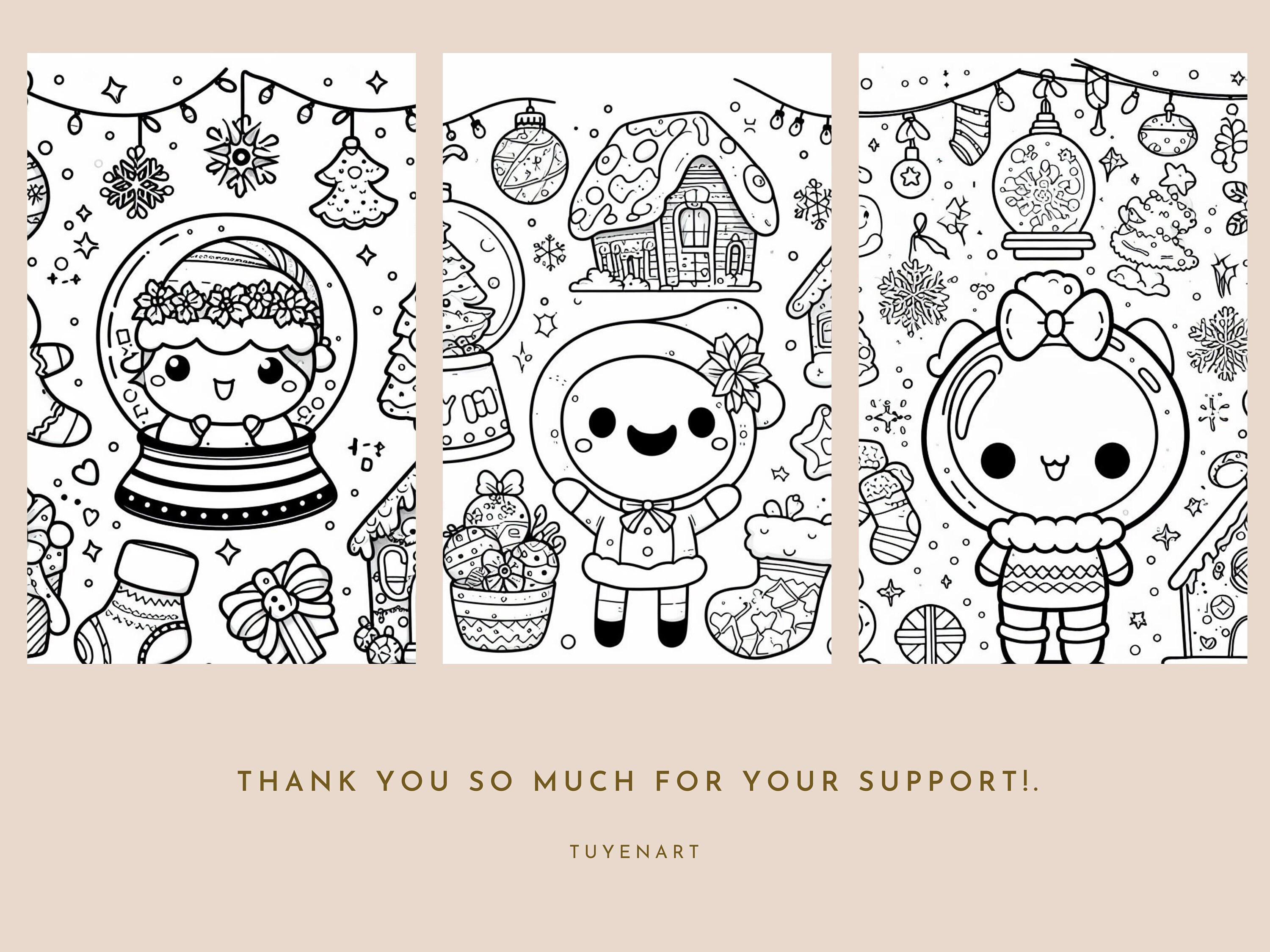 Kawaii Christmas Joy Coloring Book, Kawaii Gifts, Cute Kawaii Christmas ...
