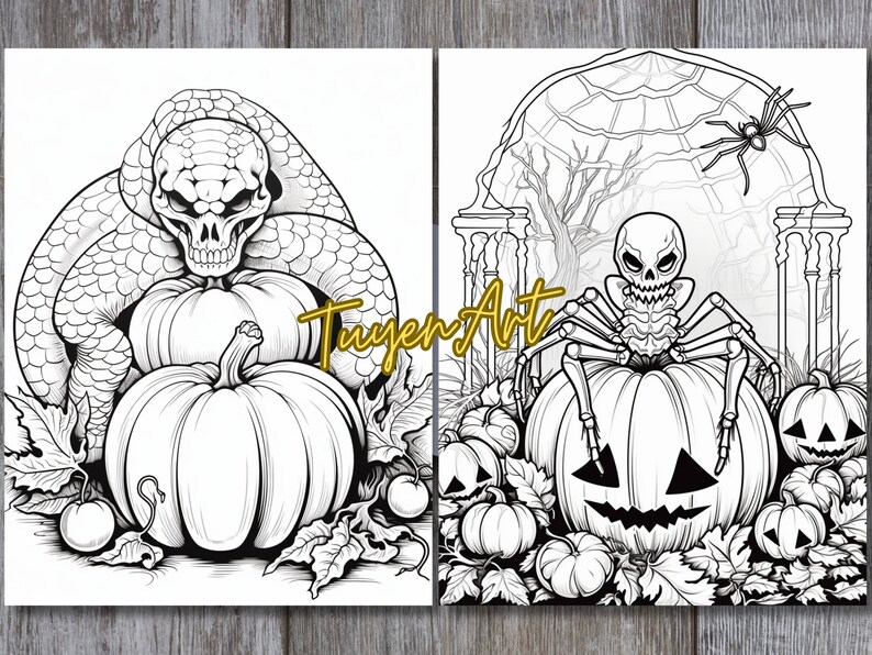 Halloween Animals Coloring Book, Gothic Pumpkin Cutties Coloring Pages ...