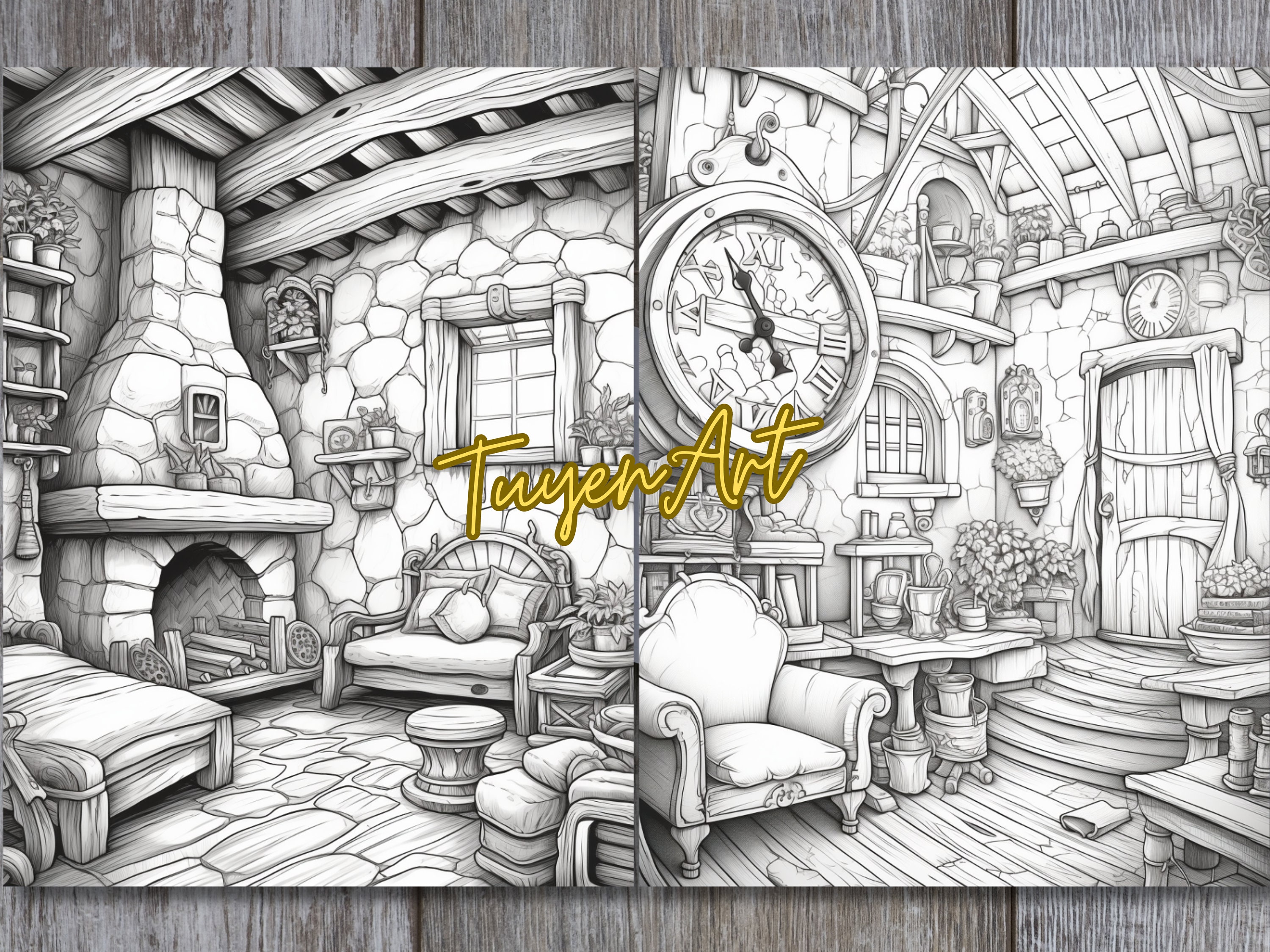 Fantasy House Interior Coloring Pages, Fantasy Coloring, Coloring Book ...