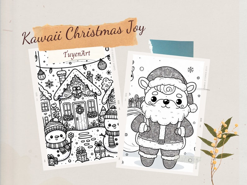 Kawaii Christmas Joy Coloring Book, Kawaii Gifts, Cute Kawaii Christmas ...