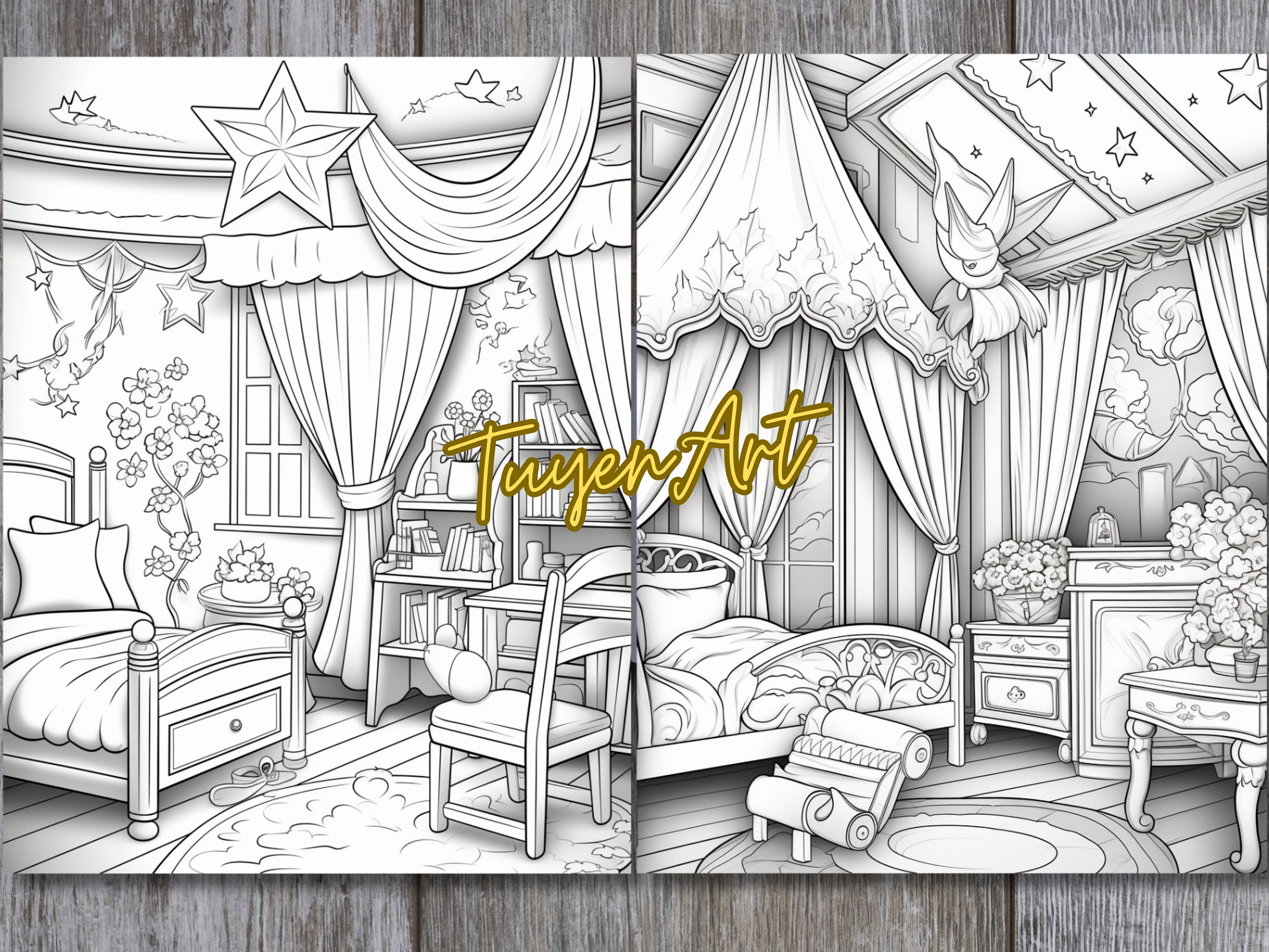 Magical Nursery Rooms Designs Coloring Book for Adults - Boho and ...