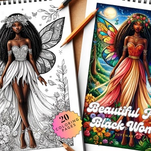 Beautiful Fairy Black Women Coloring Book, African Girls Coloring Pages ...