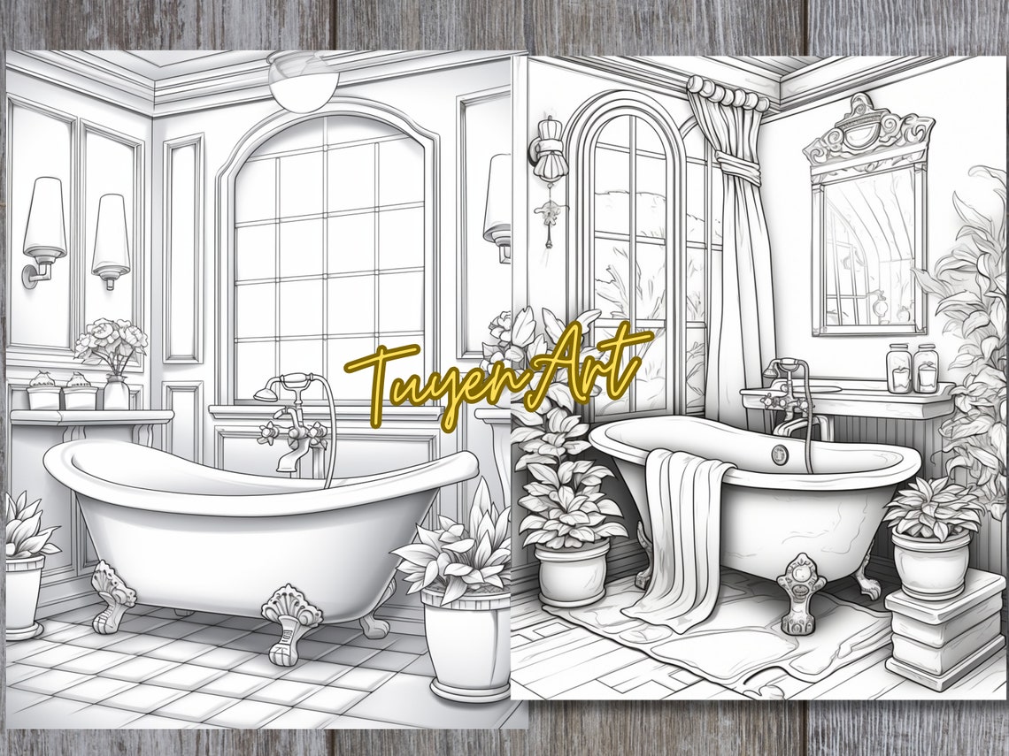 Bathroom Coloring Page, Cute and Cozy Home Interior Design Boho and ...
