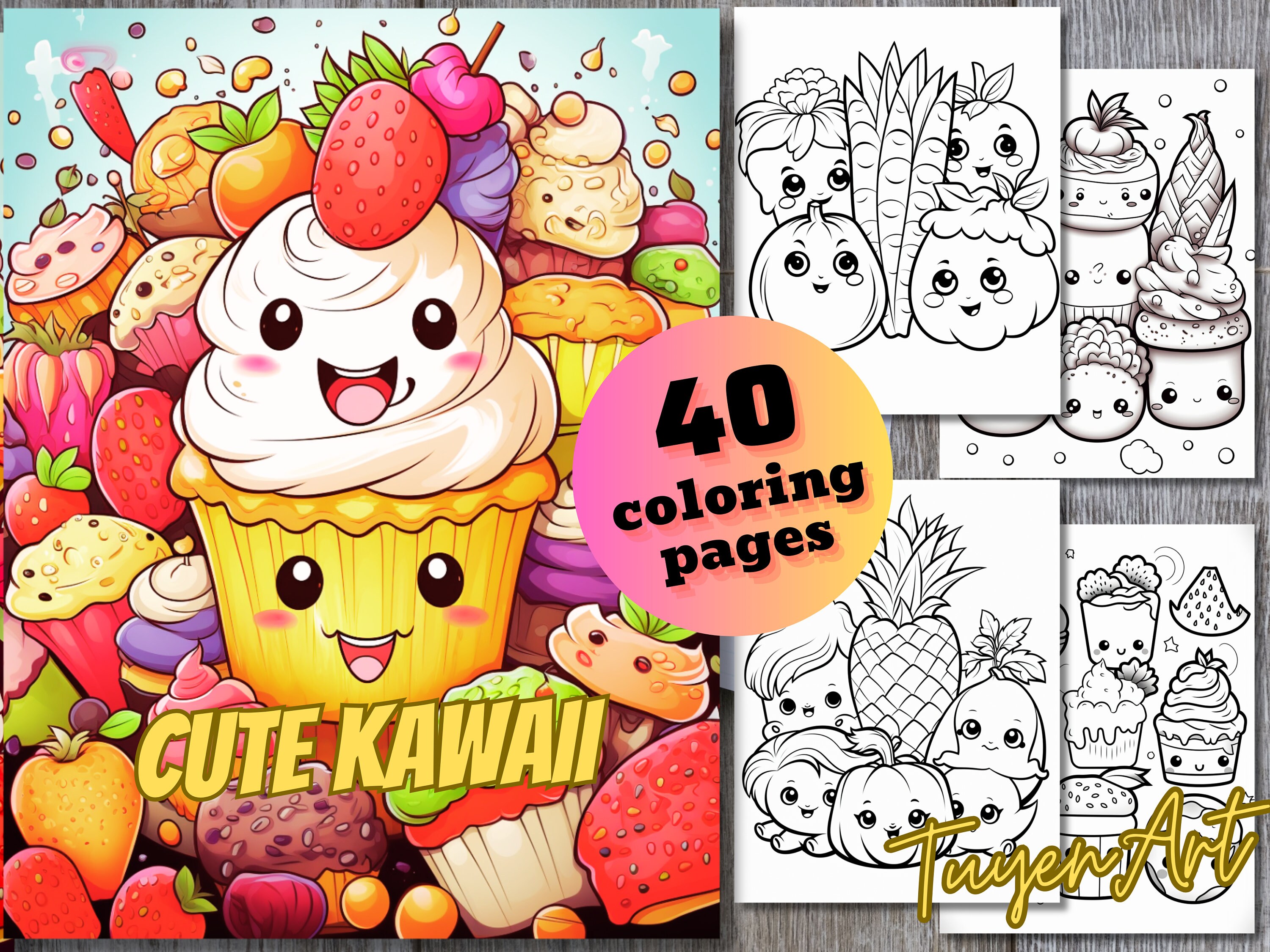 Cute Kawaii Coloring Book, Kawaii Summer Desserts Coloring Pages ...