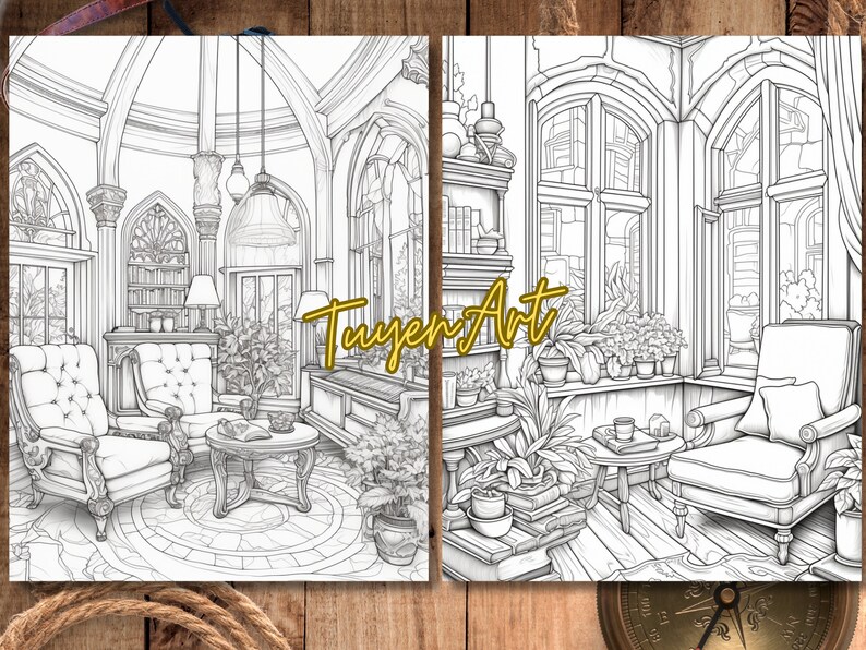 Cute Interior Designs Coloring Book for Adults Boho and - Etsy