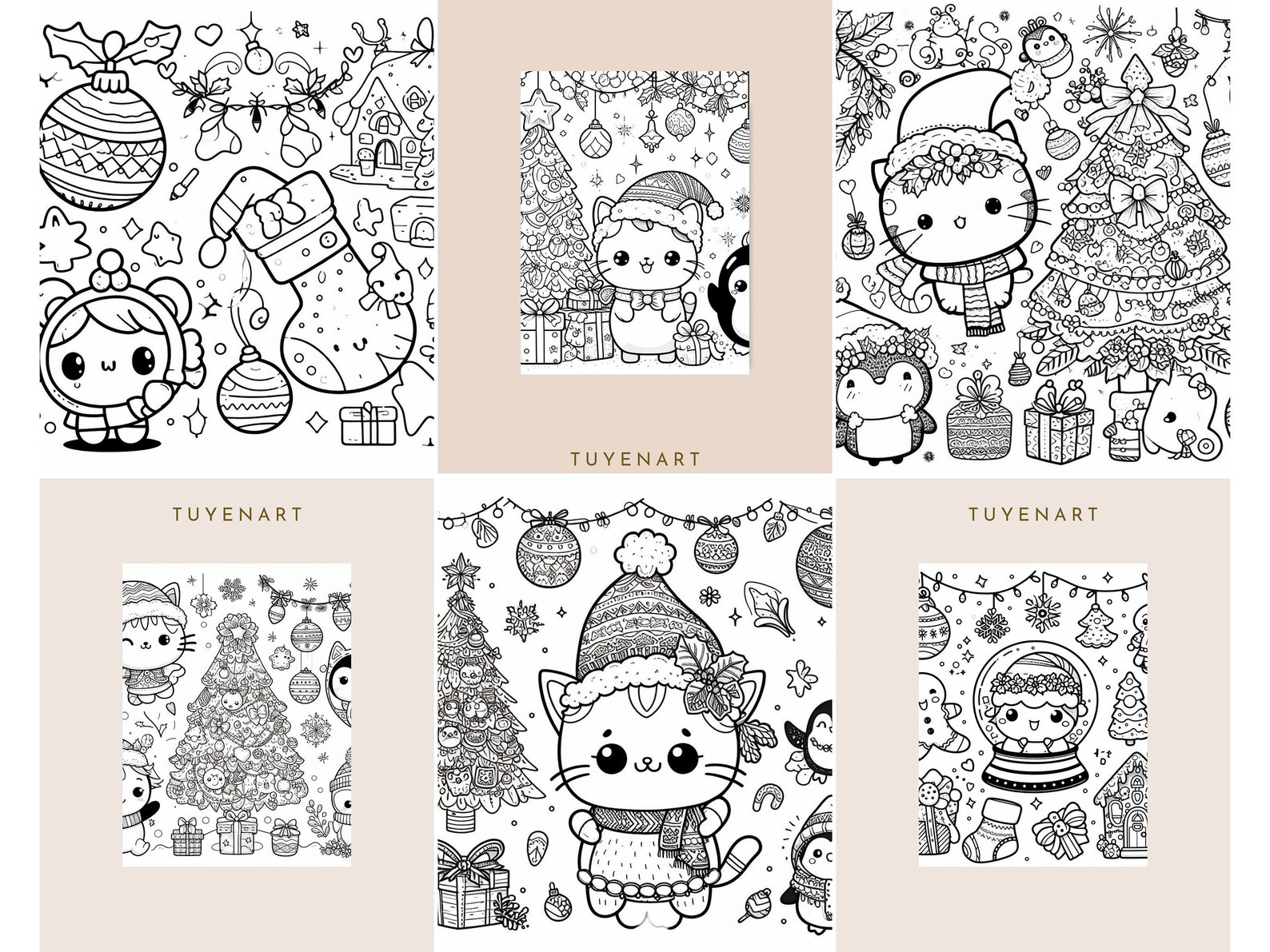 Kawaii Christmas Joy Coloring Book, Kawaii Gifts, Cute Kawaii Christmas ...