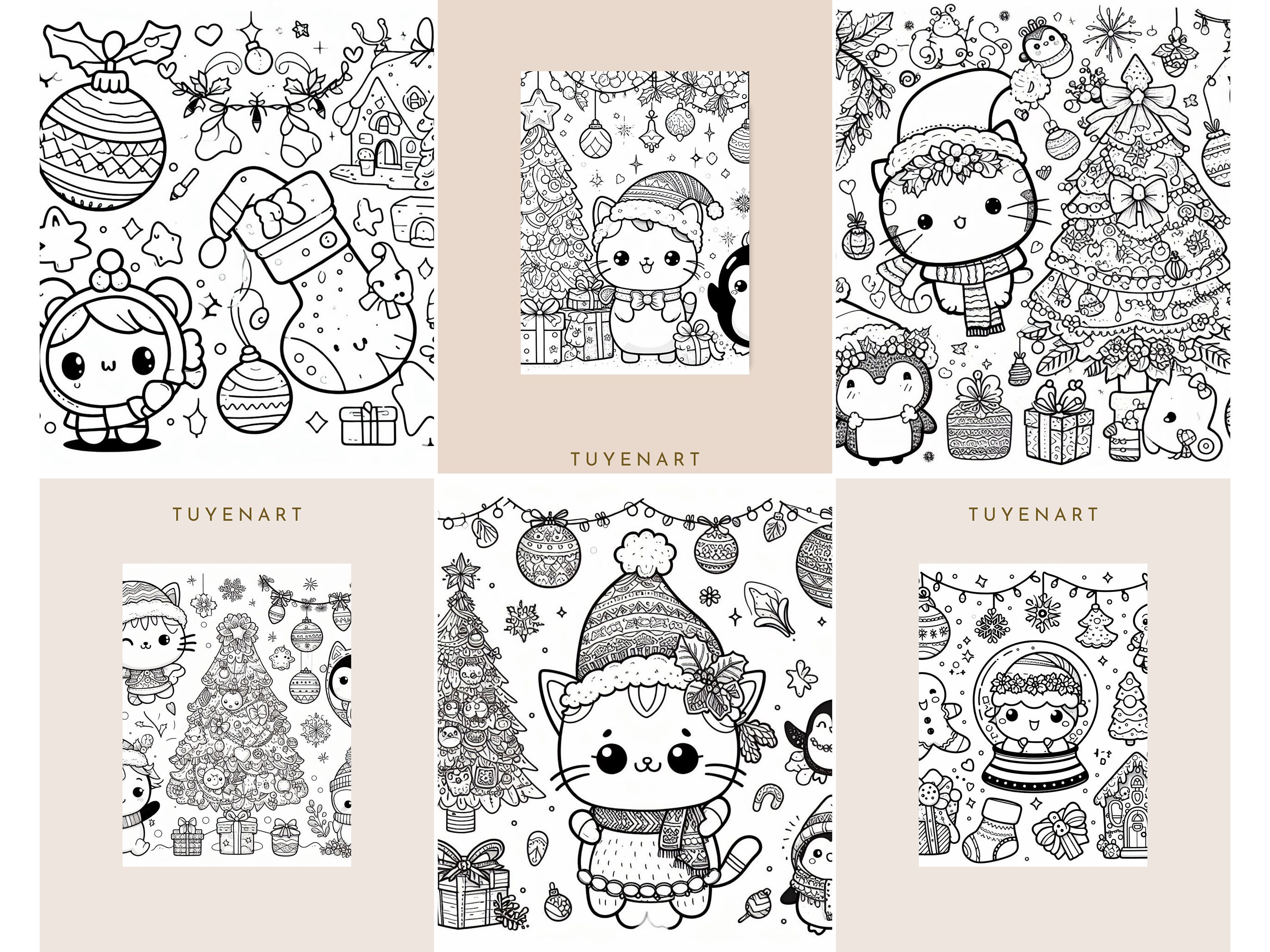 Kawaii Christmas Joy Coloring Book, Kawaii Gifts, Cute Kawaii Christmas ...