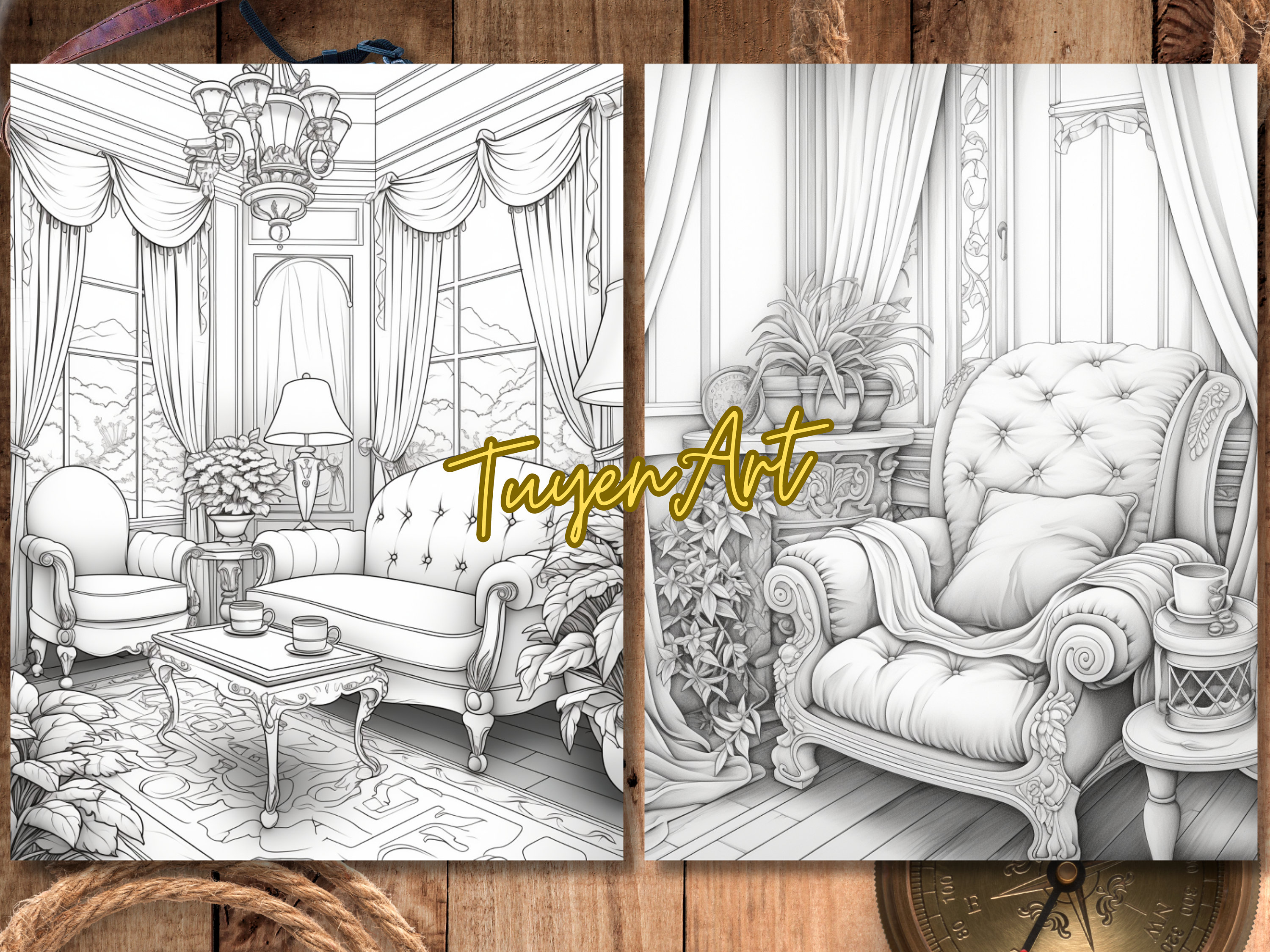 Cute Interior Designs Coloring Book for Adults Boho and - Etsy