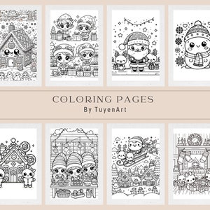 Kawaii Christmas Coloring Book, Xmas Santa Coloring Pages, Cute Kawaii ...