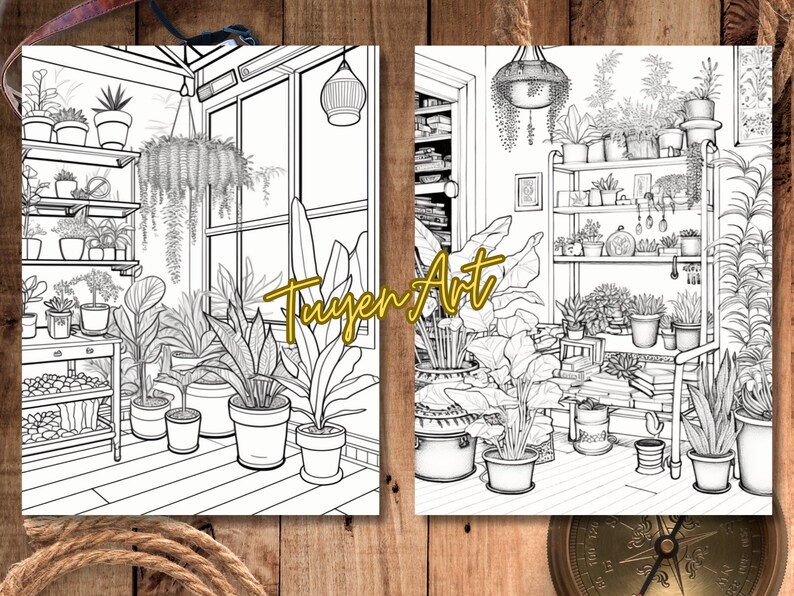 Houseplants, Plant Coloring Pages for Adults, Printable Coloring Sheets ...