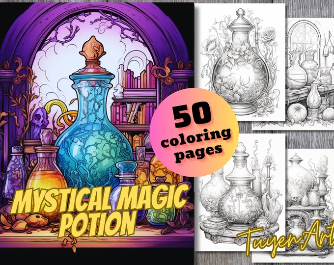 Mystical Potion Printable Coloring Pages | 28 Pages | Mystical Worlds ...
