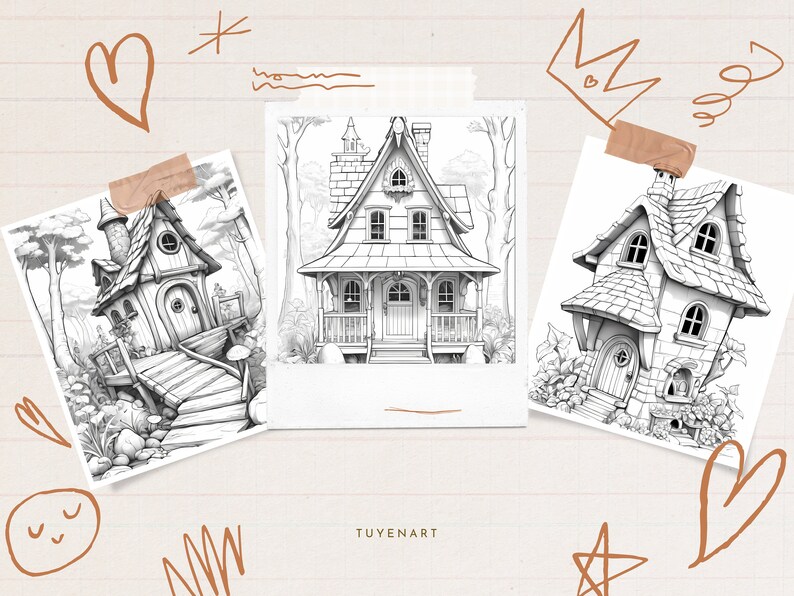 Gnome House Coloring Book, Gnome Fairy House Coloring Pages, Forest ...