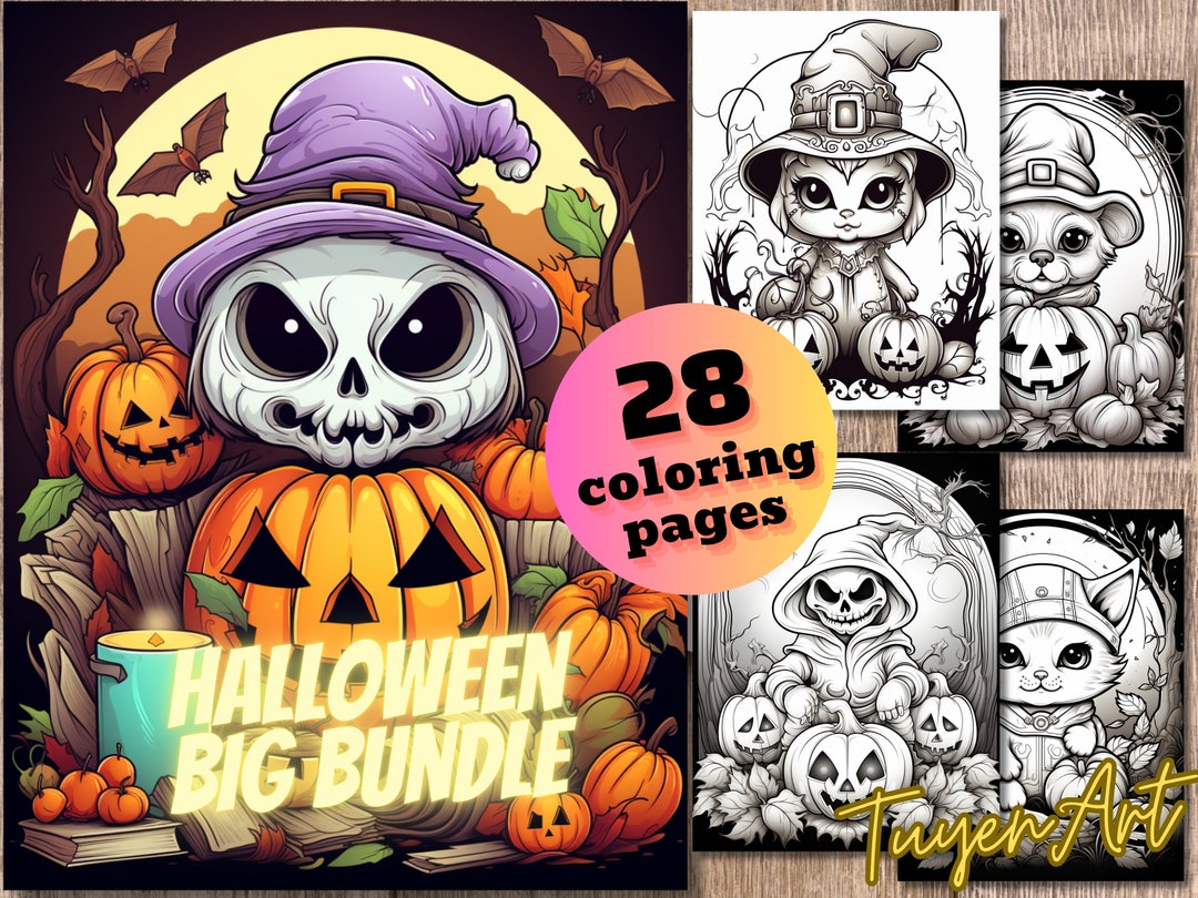 Halloween Creepy Coloring Book, Printable Gothic Creepy Pumpkin Witch ...