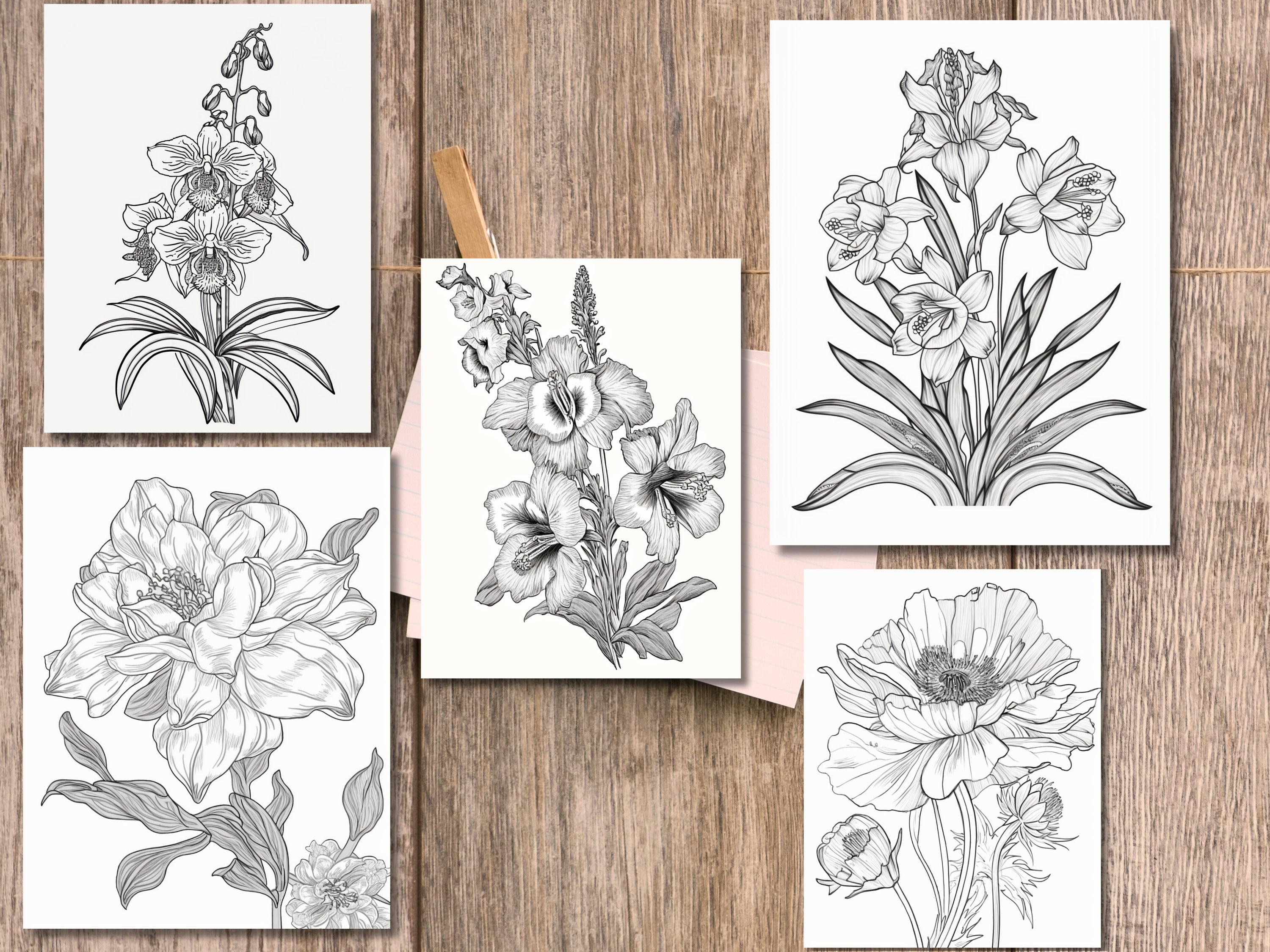 35 Flower Bundles Printable, Coloring Pages, Coloring Book, Adults Kids ...