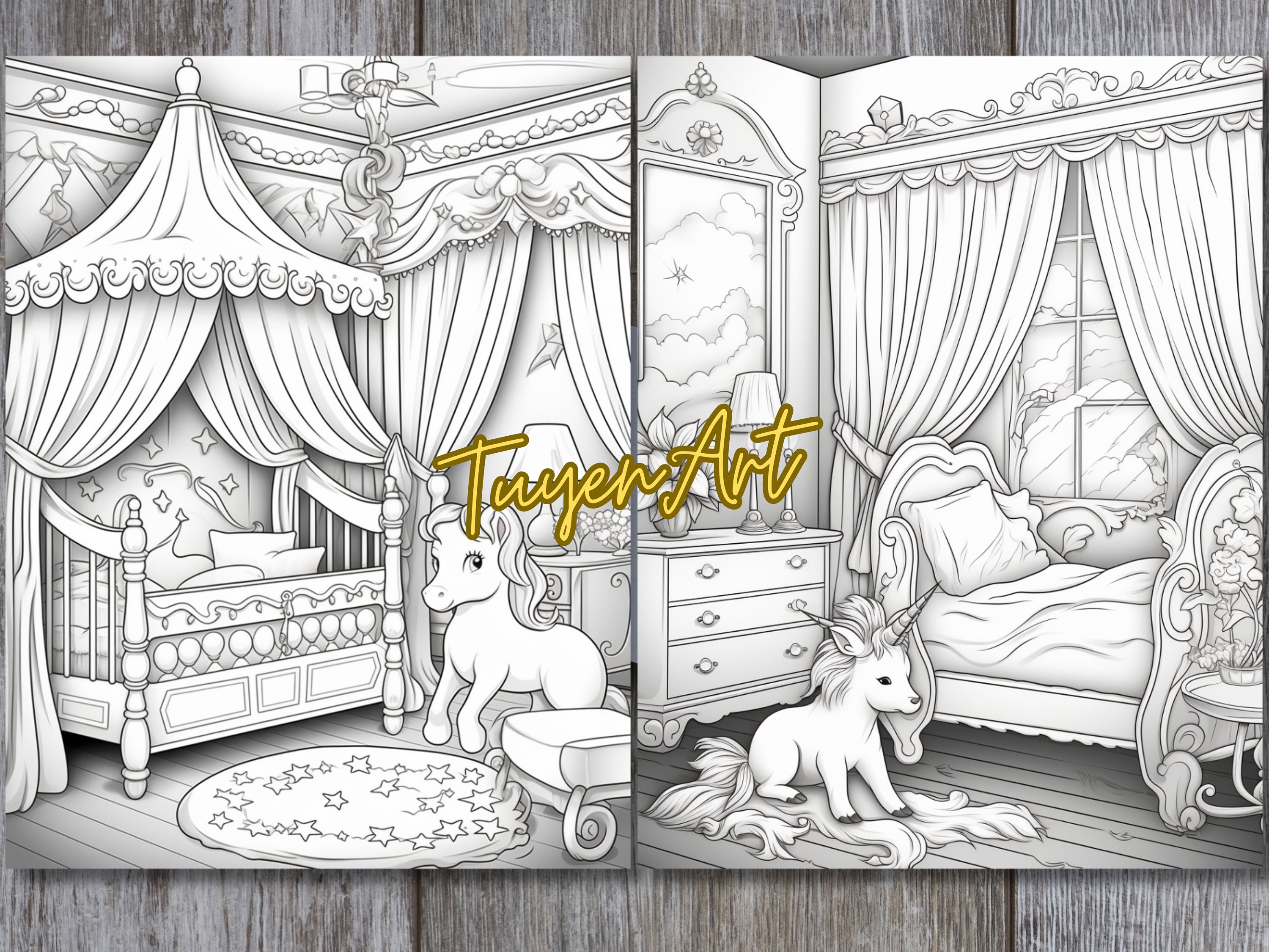 Magical Nursery Rooms Designs Coloring Book for Adults - Boho and ...