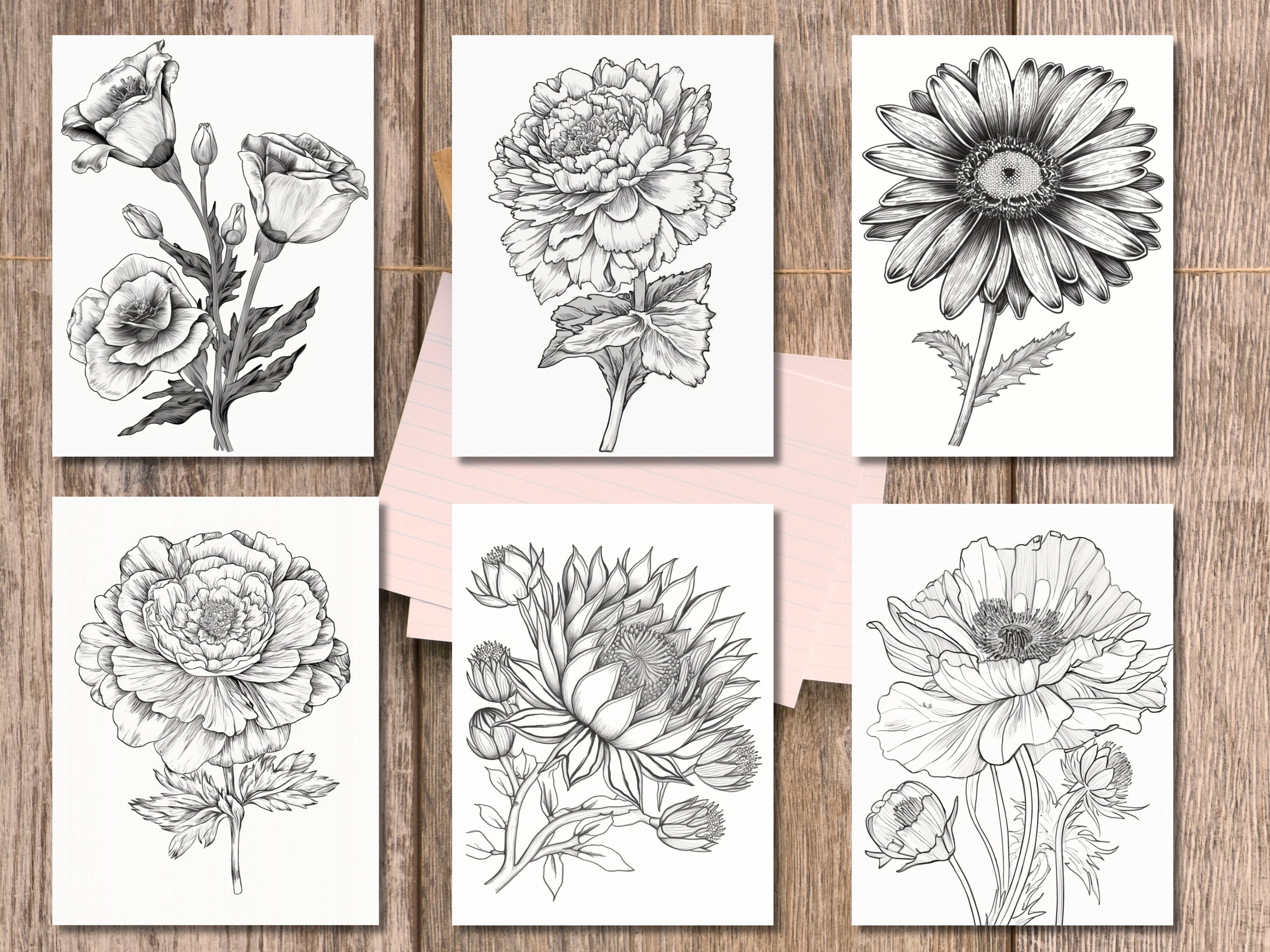 35 Flower Bundles Printable, Coloring Pages, Coloring Book, Adults ...