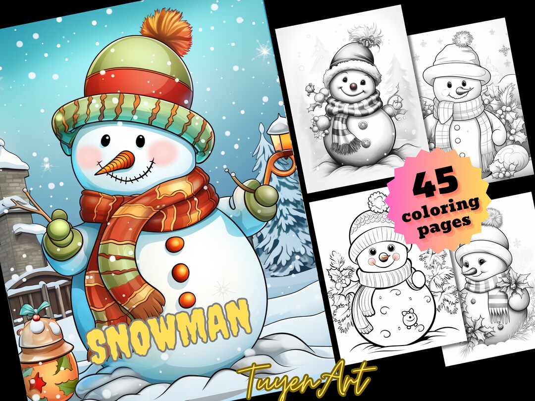 Christmas Snowman Coloring Book, Xmas Winter, Noel Festive Holiday ...