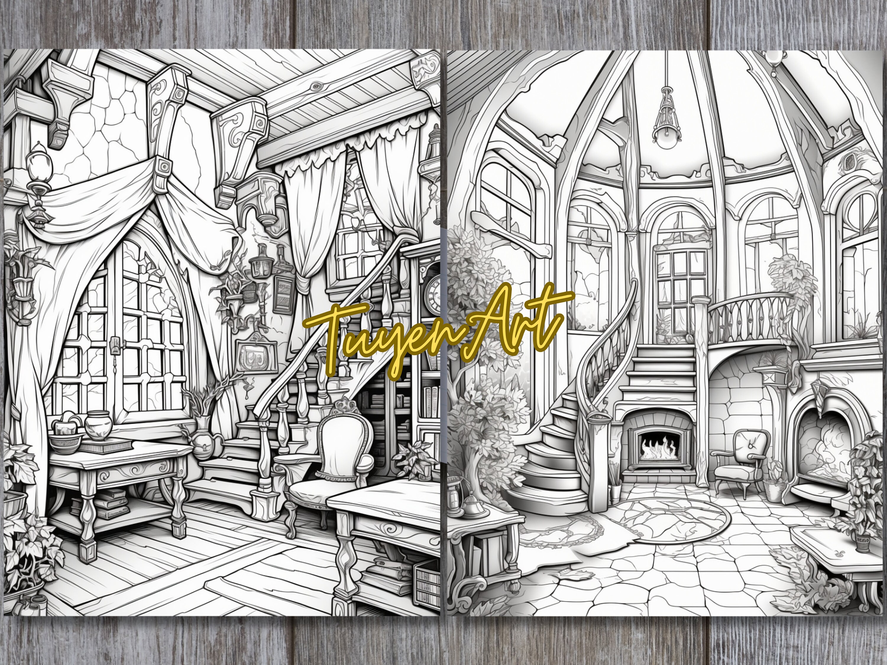 Fantasy House Interior Coloring Pages, Fantasy Coloring, Coloring Book ...