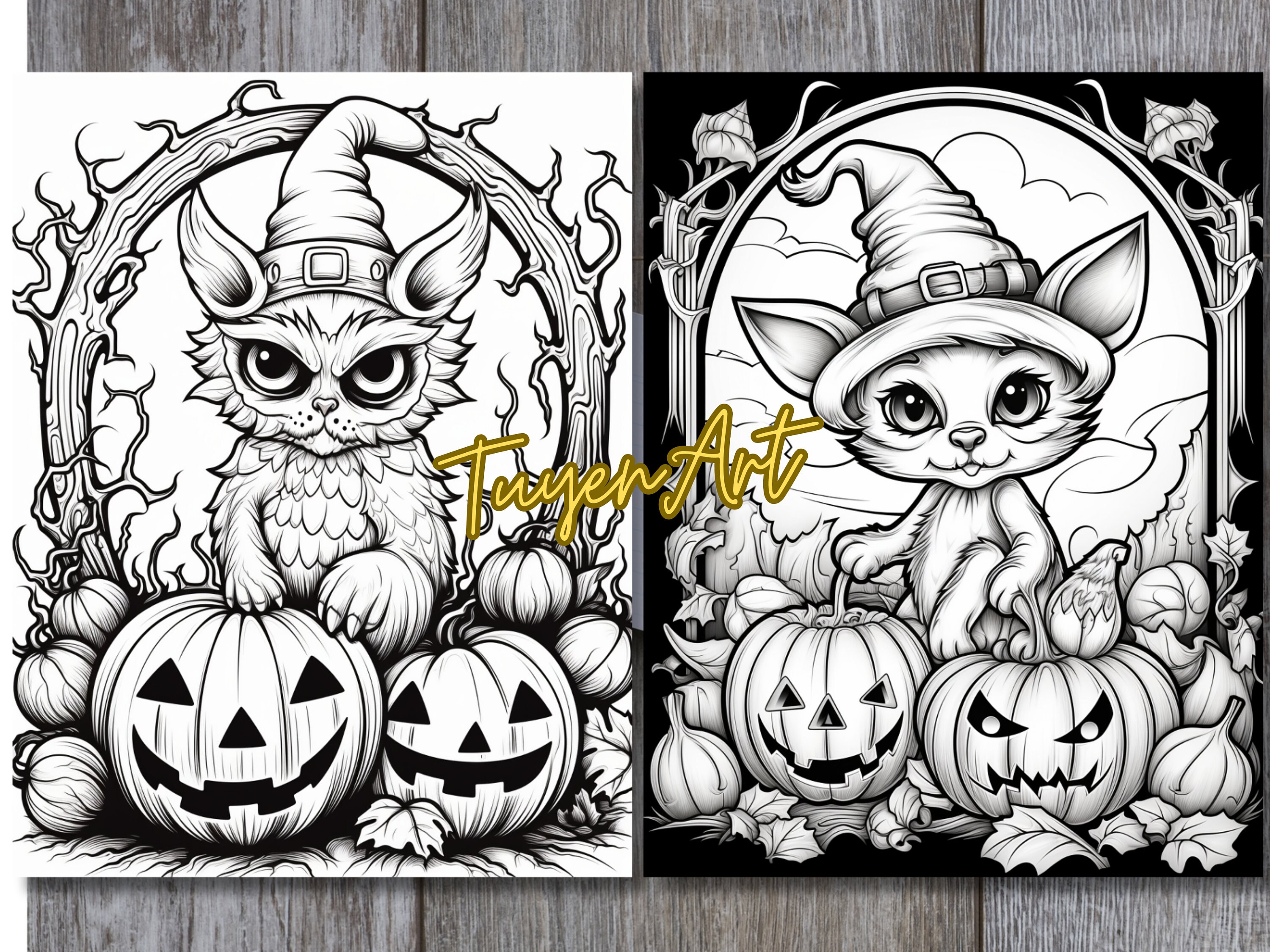 Halloween Animals Coloring Book, Gothic Pumpkin Cutties Coloring Pages ...