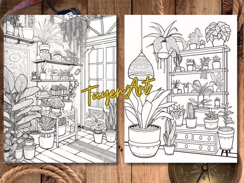 Houseplants Plant Coloring Pages for Adults Printable - Etsy