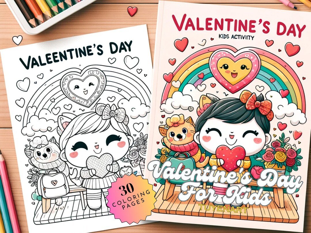 Valentine's Day Kids Activity Coloring Book, Preschoolers Toddlers ...