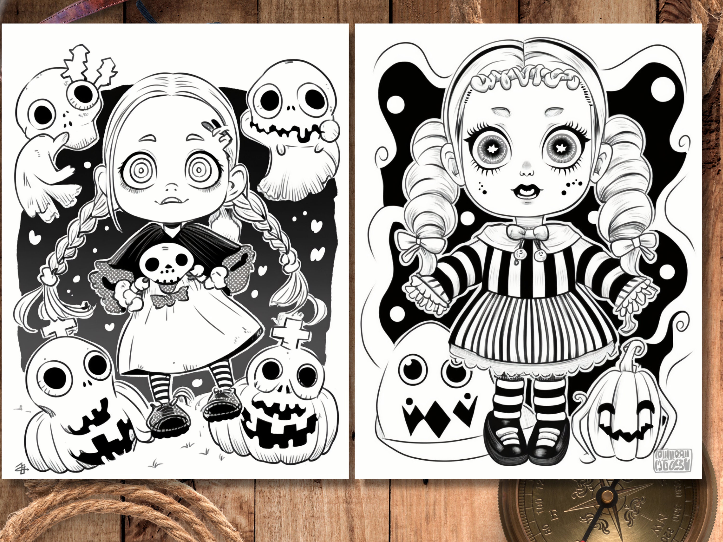 Spooky Girl - Horror Coloring Book for Kids & Adults, Spooky Coloring ...