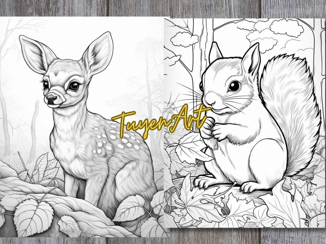 Autumn Animals Coloring Book, Fall Animals Coloring Pages, Autumn Charm ...