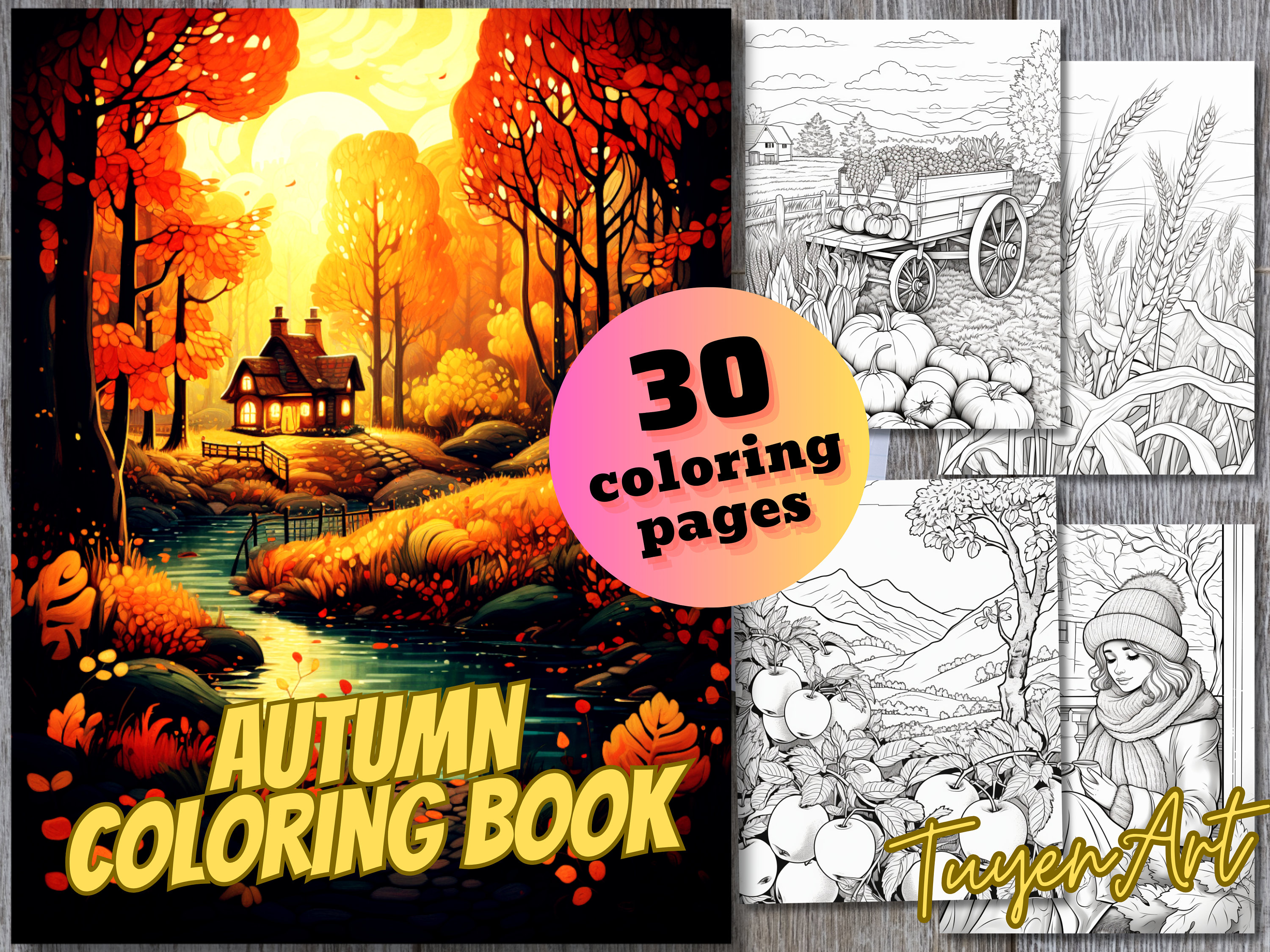 Autumn Coloring Book, Fall Coloring Pages, October Coloring Happy Fall ...
