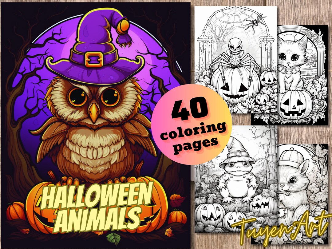 Halloween Animals Coloring Book, Gothic Pumpkin Cutties Coloring Pages ...