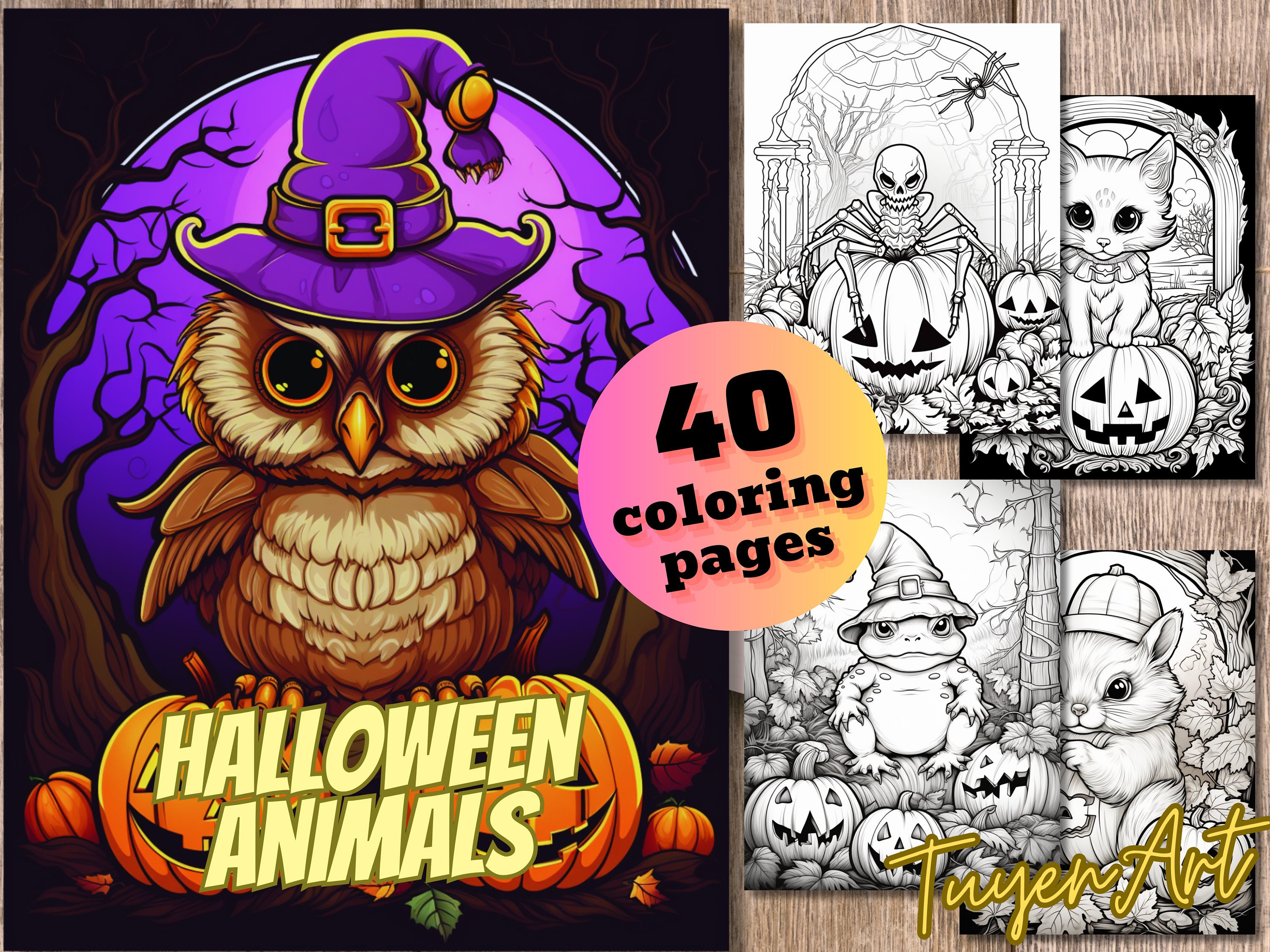 Halloween Animals Coloring Book, Gothic Pumpkin Cutties Coloring Pages ...