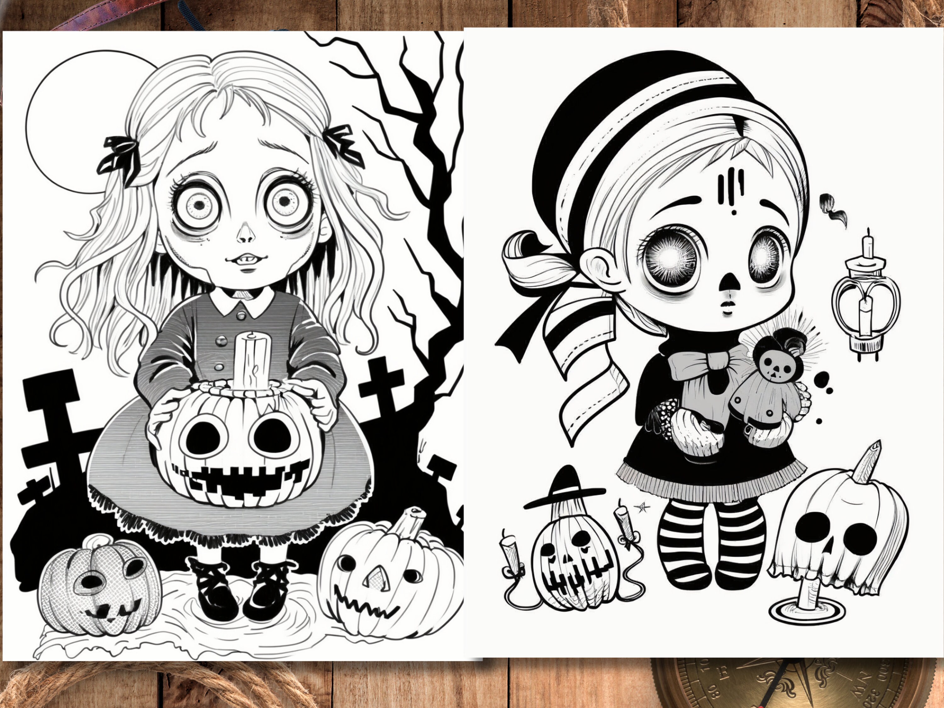 Spooky Girl - Horror Coloring Book for Kids & Adults, Spooky Coloring ...