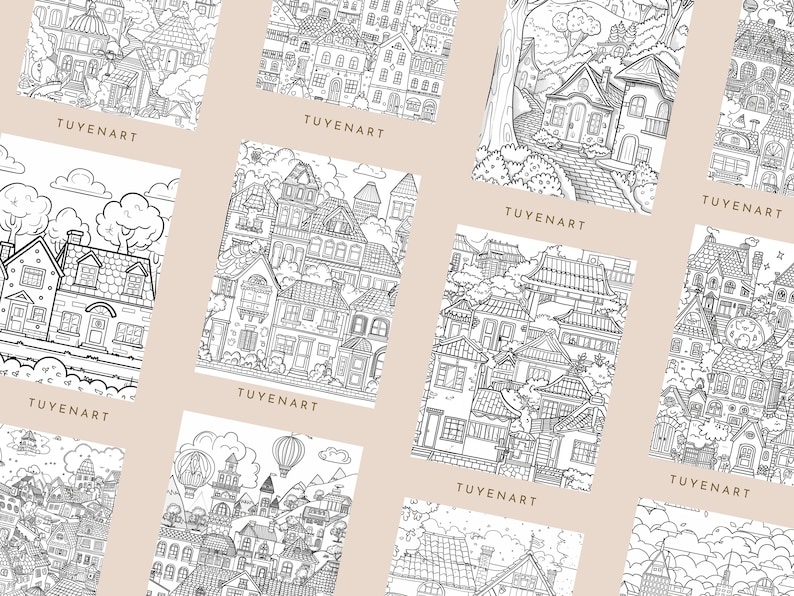 Kawaii Town Coloring Book, Architect and Building Coloring Pages ...