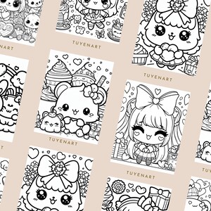 Kawaii Valentine's Coloring Book, Cute Kawaii Anime Coloring Pages ...