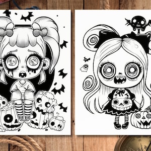 Spooky Girl - Horror Coloring Book for Kids & Adults, Spooky Coloring ...
