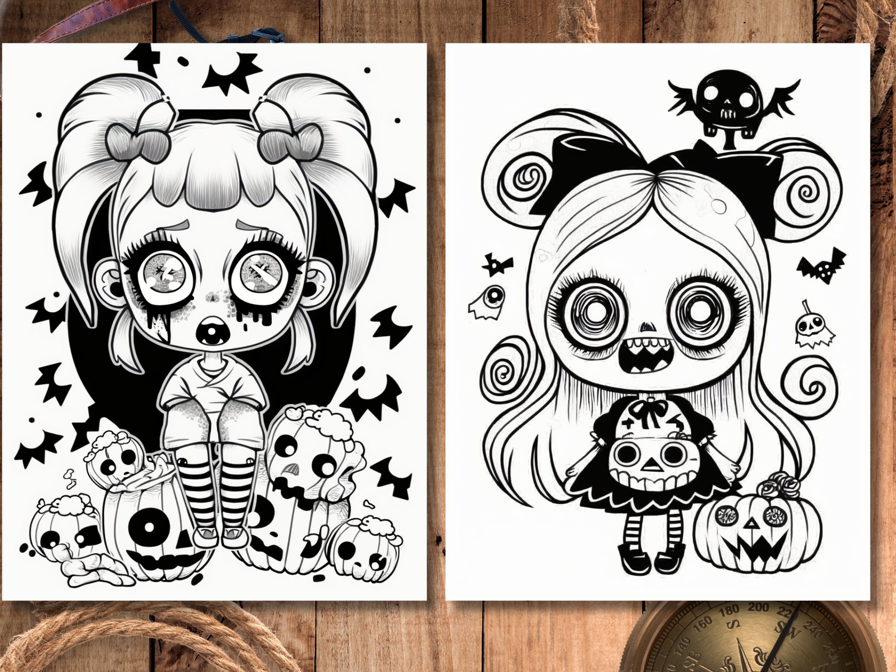 Spooky Girl - Horror Coloring Book for Kids & Adults, Spooky Coloring ...