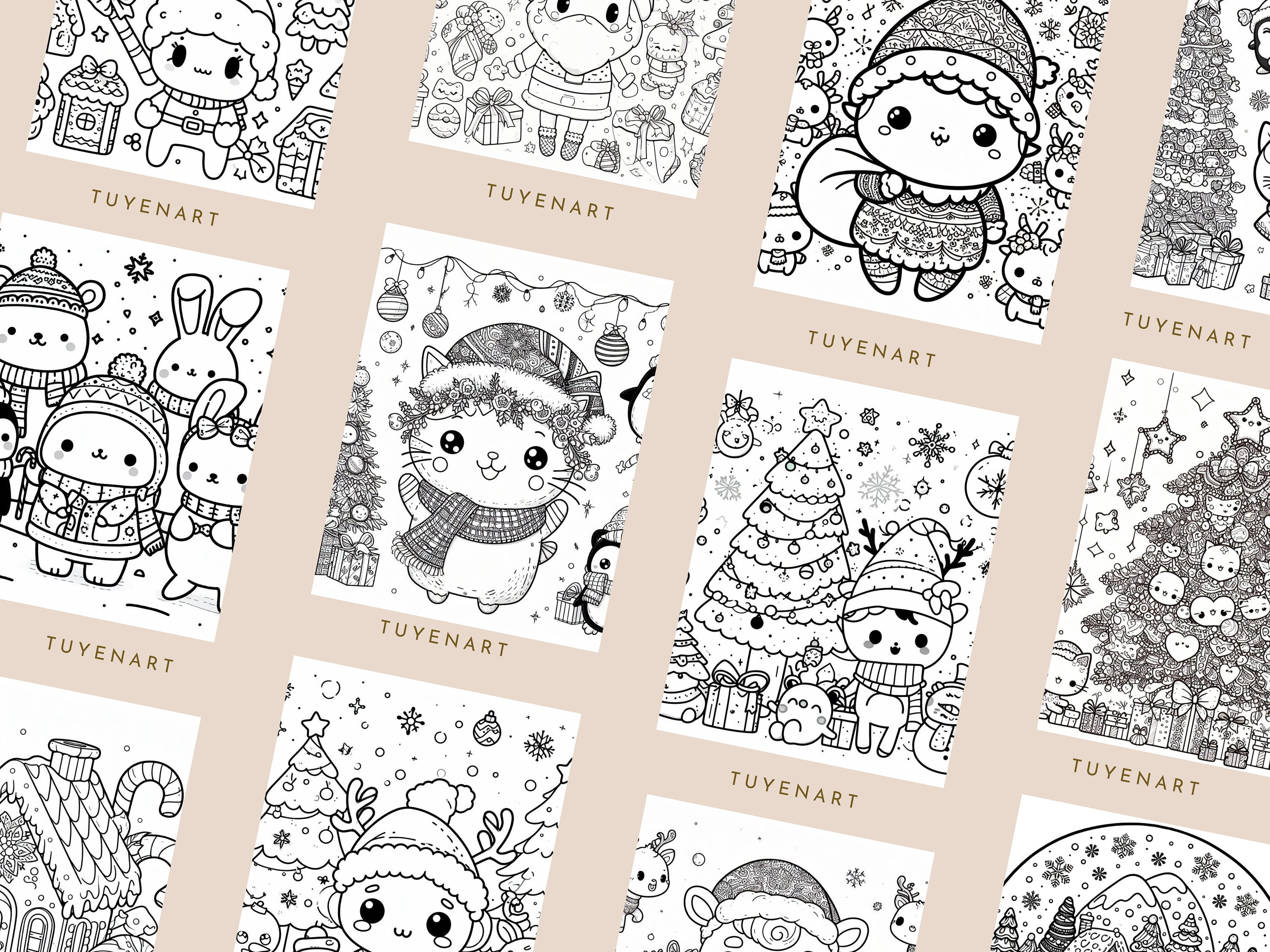 Kawaii Christmas Joy Coloring Book, Kawaii Gifts, Cute Kawaii Christmas ...