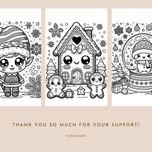 Kawaii Christmas Coloring Book, Xmas Santa Coloring Pages, Cute Kawaii ...