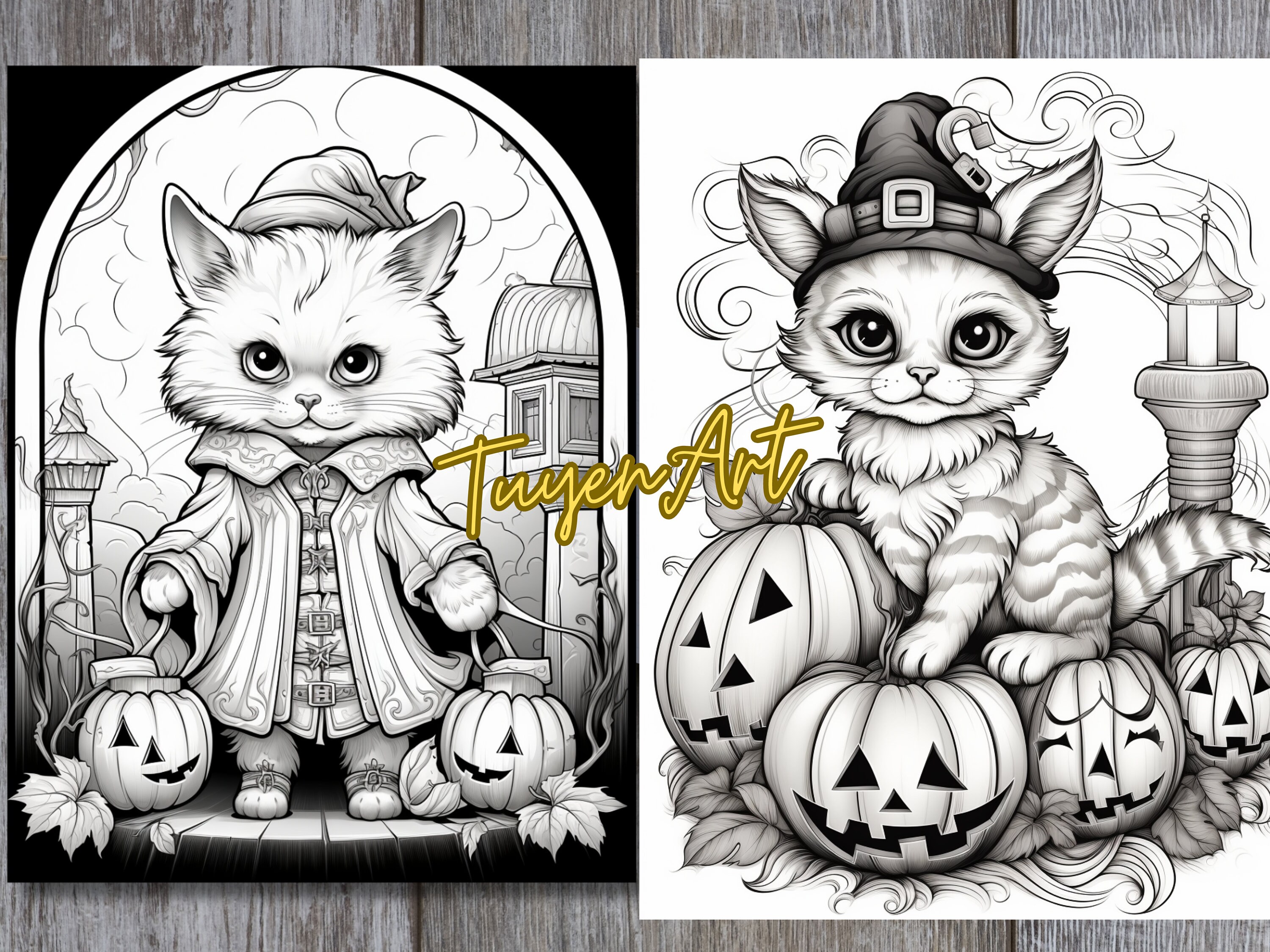 Halloween Animals Coloring Book, Gothic Pumpkin Cutties Coloring Pages ...