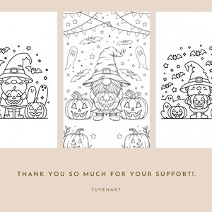 Halloween Gnomes Coloring Book, Cute Gnome Coloring Pages, Halloween ...