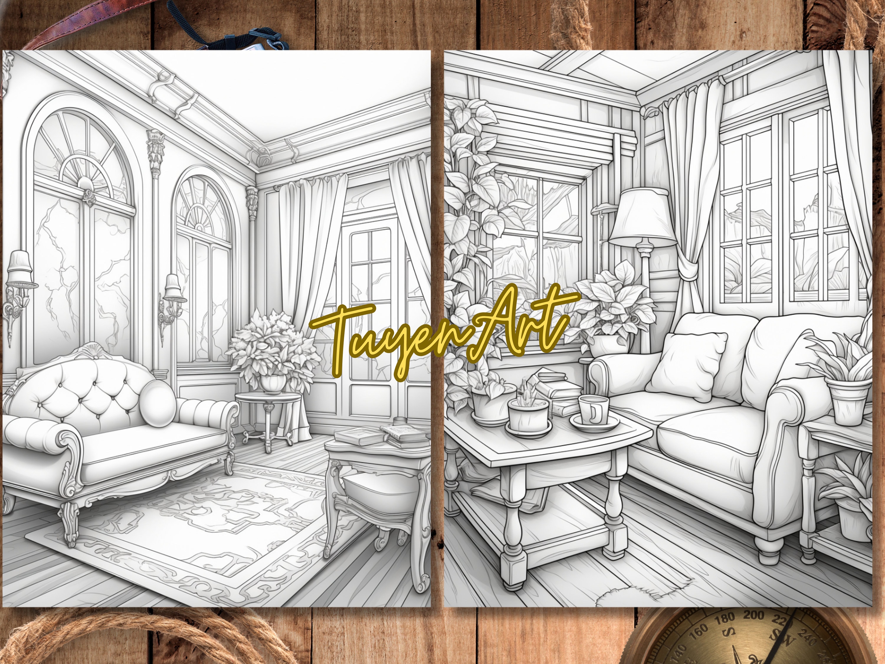 Cute Interior Designs Coloring Book for Adults Boho and - Etsy