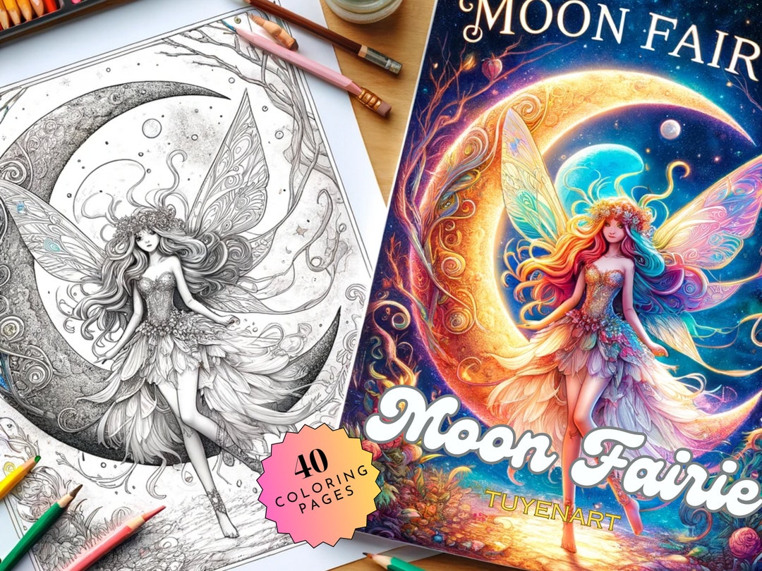 Moon Fairies Coloring Book, Fairy Girl Coloring Pages, Fantasy Coloring ...
