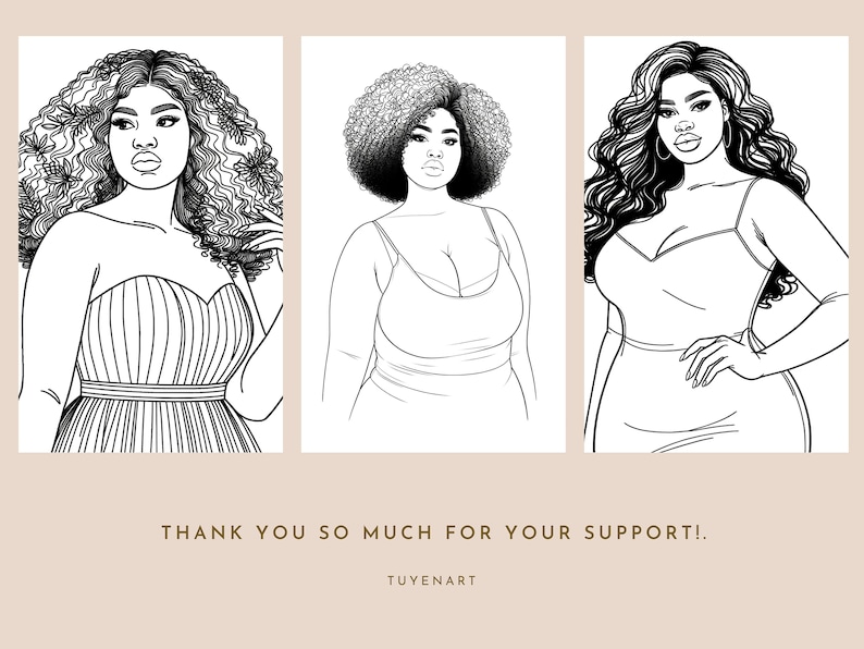 African Curvy Beauties Coloring Book, A Fashion Coloring Page for Women ...