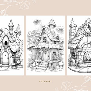 Gnome House Coloring Book, Gnome Fairy House Coloring Pages, Forest ...