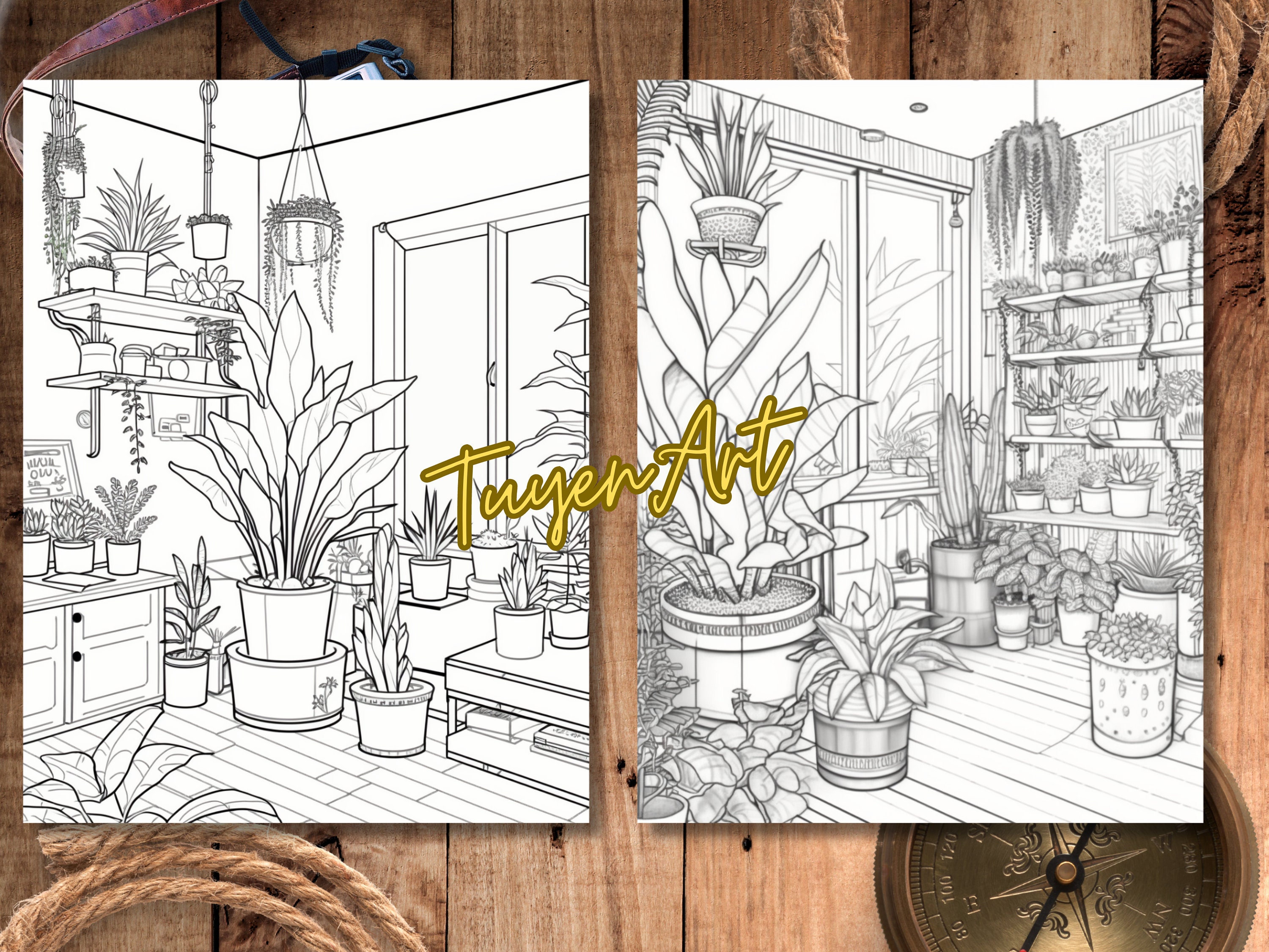 Houseplants, Plant Coloring Pages for Adults, Printable Coloring Sheets ...