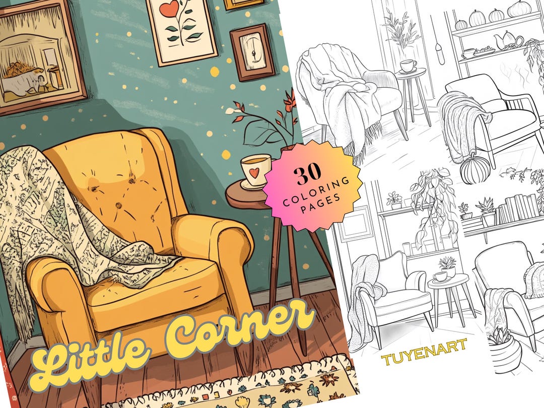Little Corner Coloring Book, Hygge Spaces Coloring Page, Corners ...