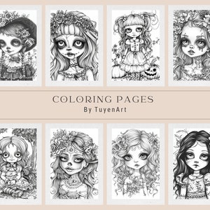 Kawaii Creepy Doll Coloring Book, Halloween Coloring Pages, Gothic Doll ...