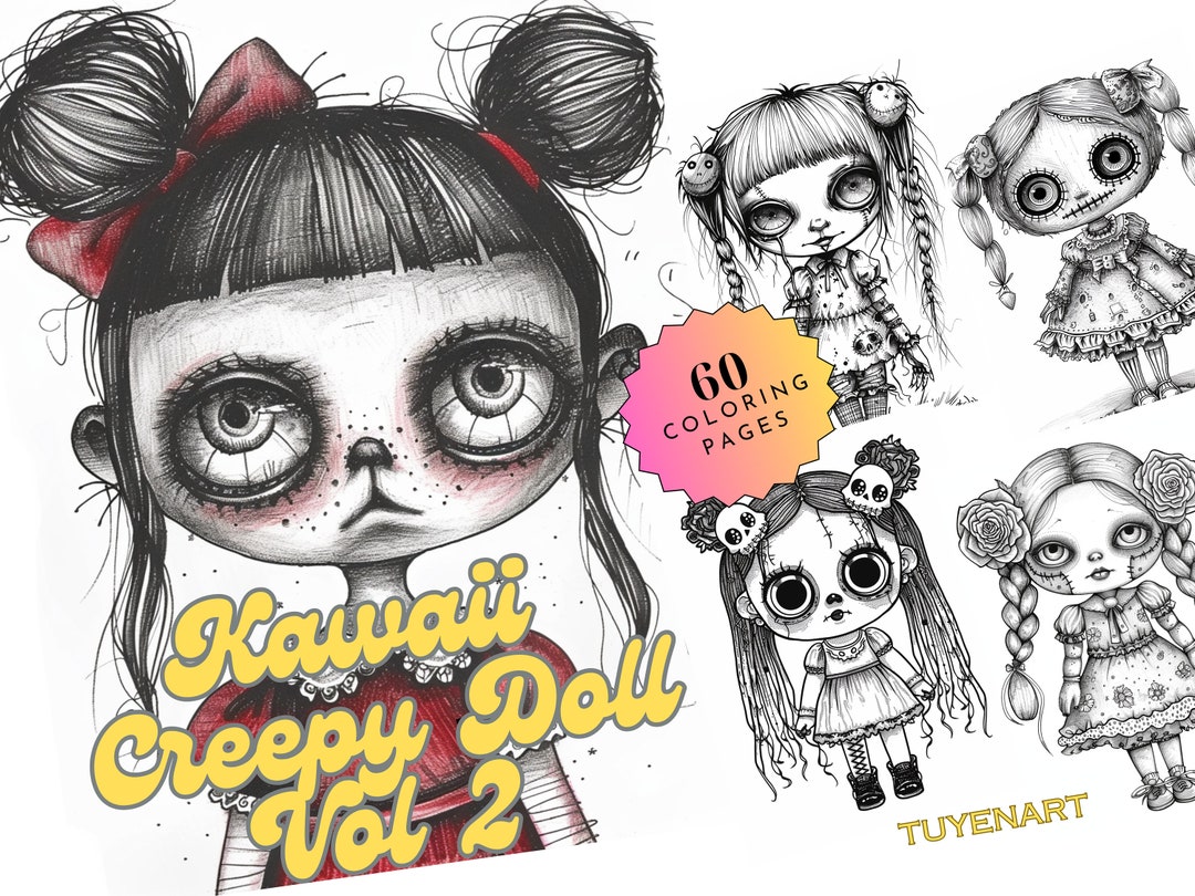 Kawaii Creepy Doll - Vol 2 Coloring Book, Horror Spooky Little Doll ...