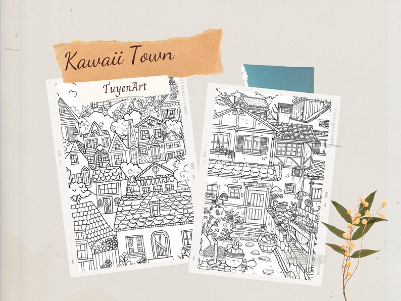 Kawaii Town Coloring Book, Architect and Building Coloring Pages ...